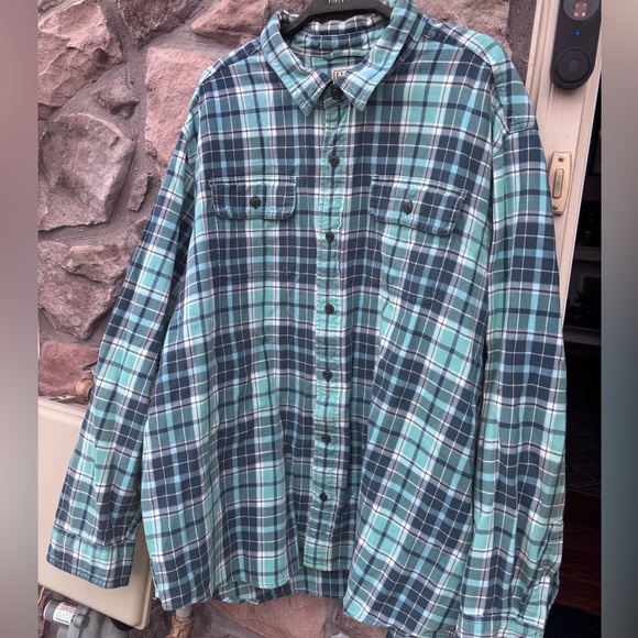 L.L. Bean | Shirts | Llbean Button Up Tech Shirt Teal Plaid Mens ...